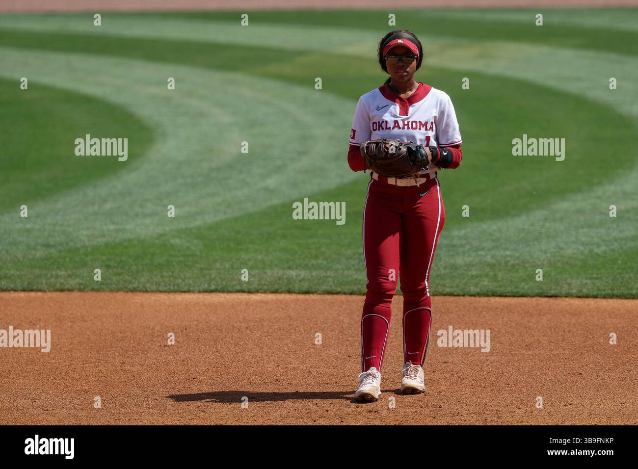 ATHENS, GA - MAY 08: Oklahoma first baseman Cydney Sanders (1) readies ...
