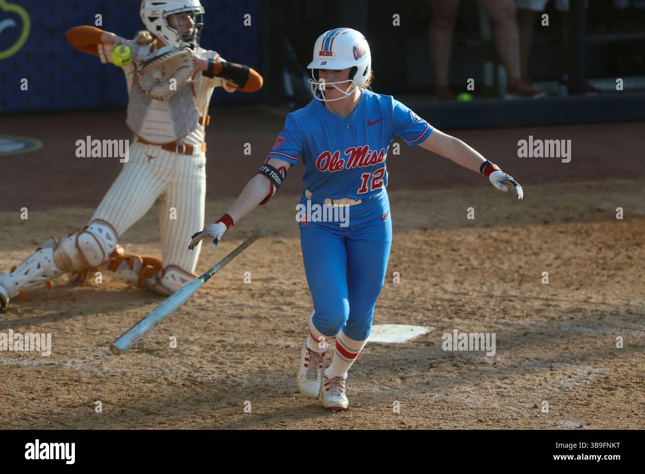 ATHENS, GA - MAY 08: Ole Miss outfielder Addison Duke (12) tosses her ...