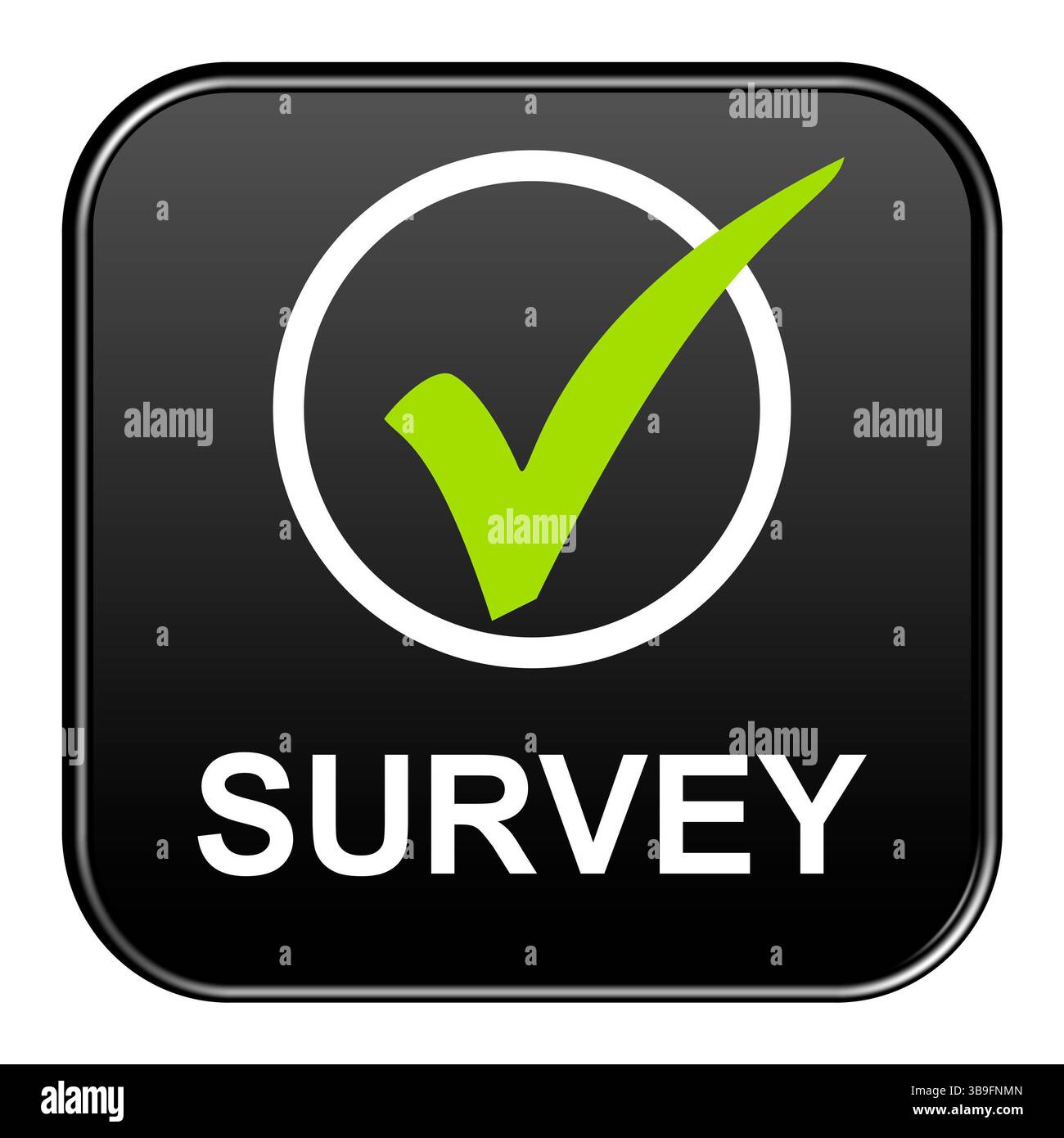 Black button with tick icon: Survey - Poll Stock Photo - Alamy