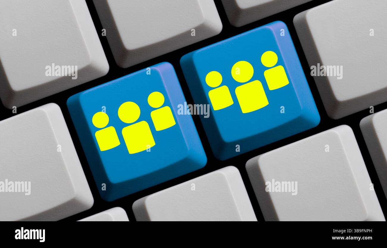 Keyboard with cluster of people Stock Photo - Alamy