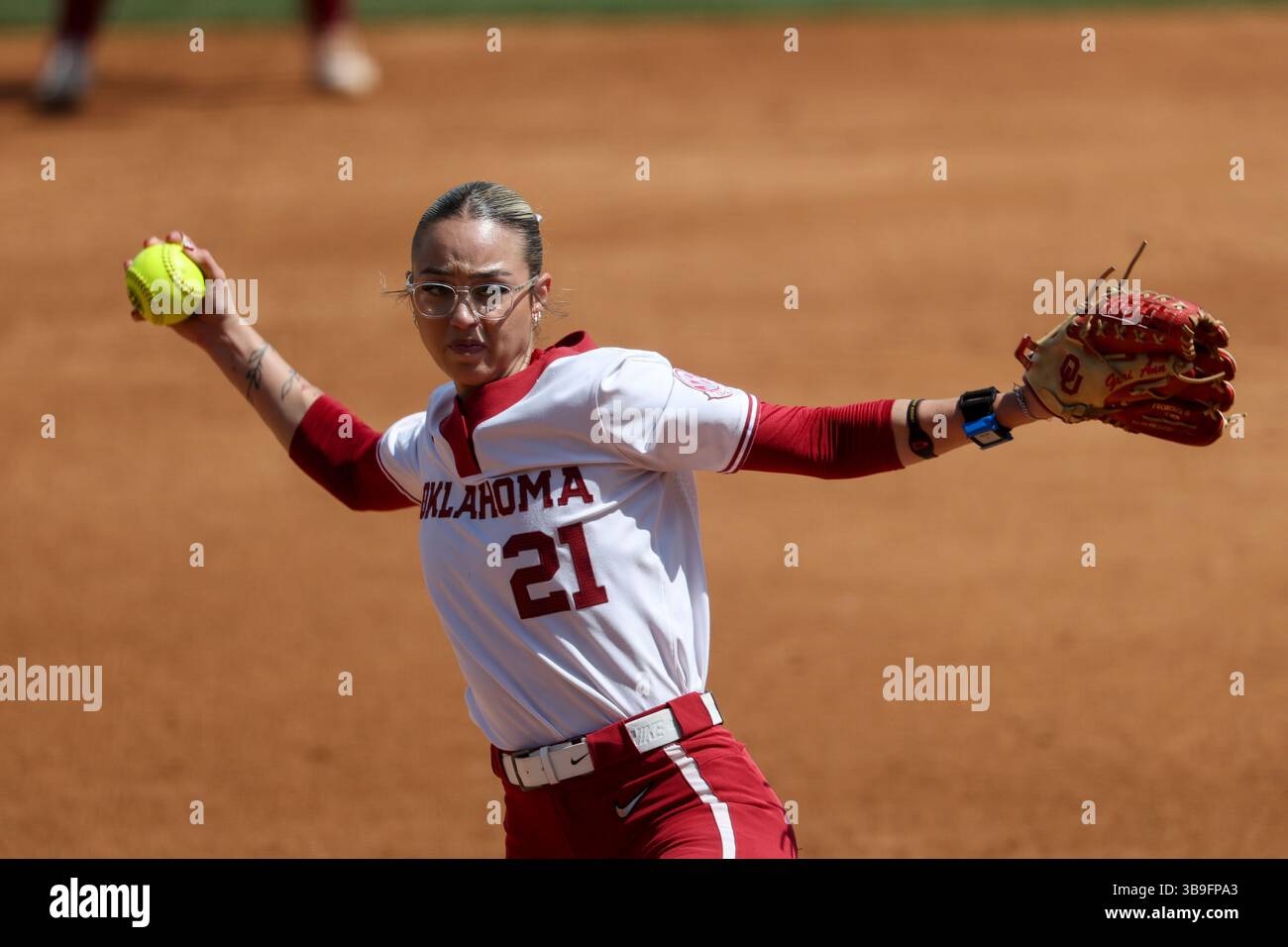 ATHENS, GA - MAY 08: Oklahoma starting pitcher Sam Landry (21) pitches ...