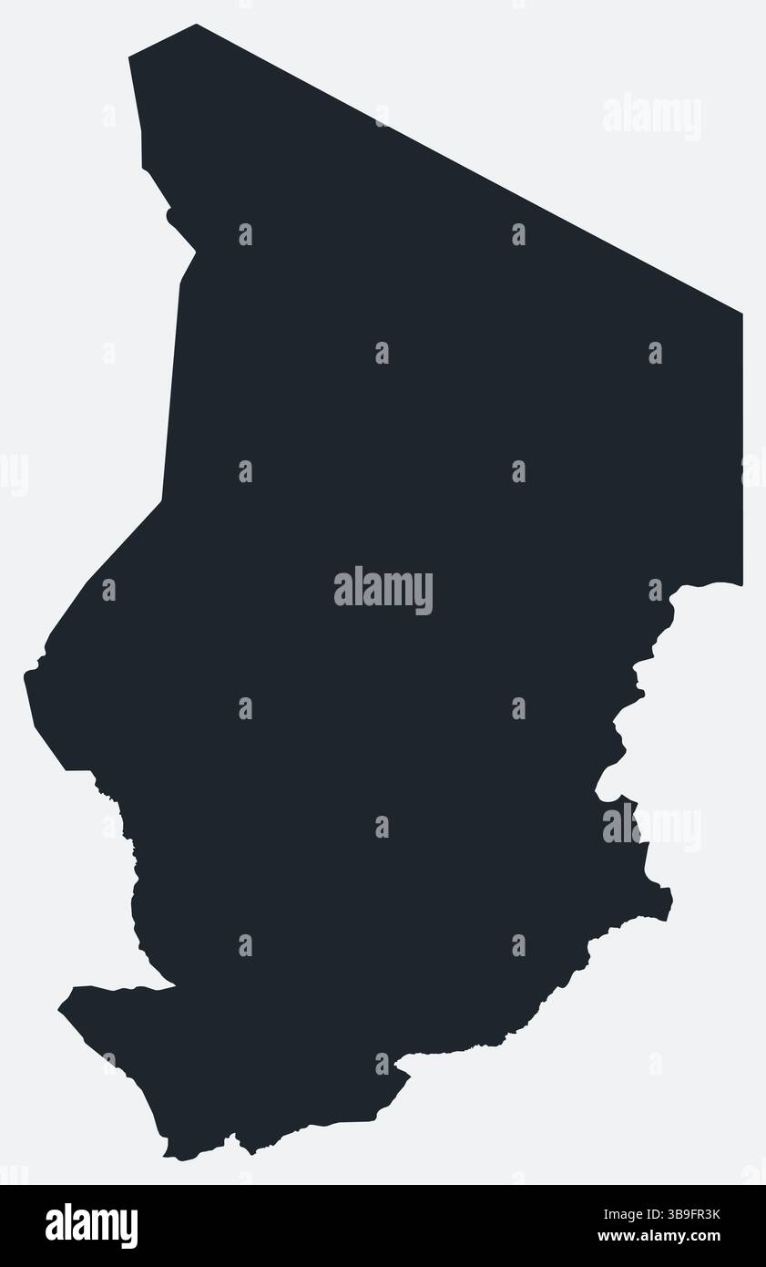 Chad map. Just a simple border map. Shape of the country. Flat blank ...