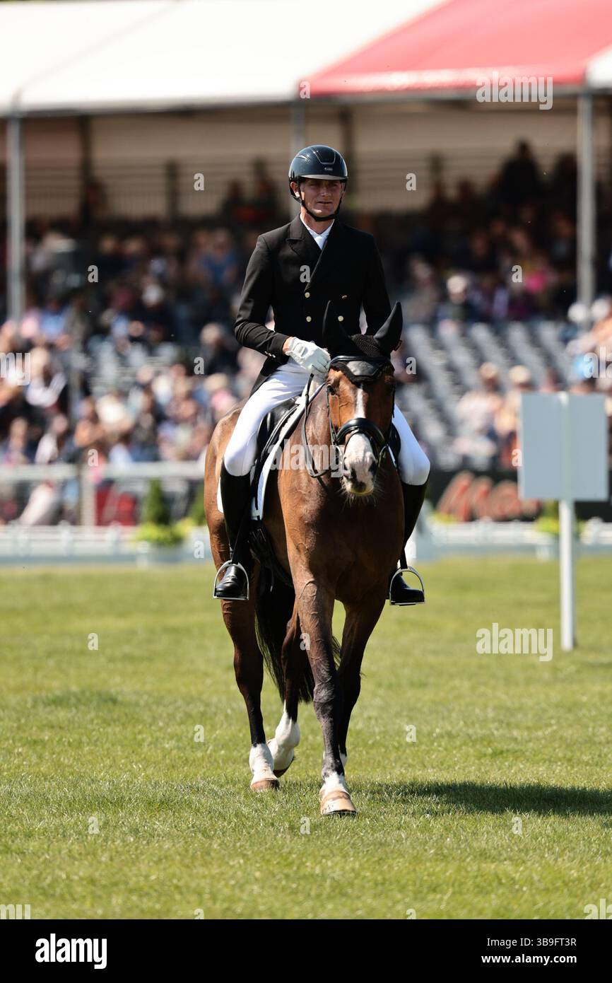 Jack Pinkney of Great Britain with Rehy Revelation during the dressage ...