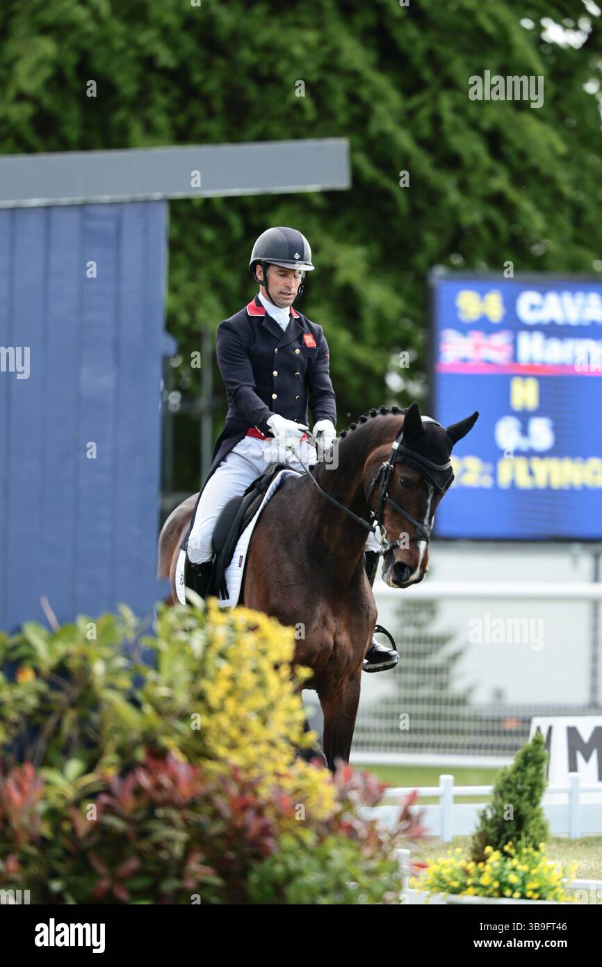 Harry Meade of Great Britain with Cavalier Crystal during the dressage ...