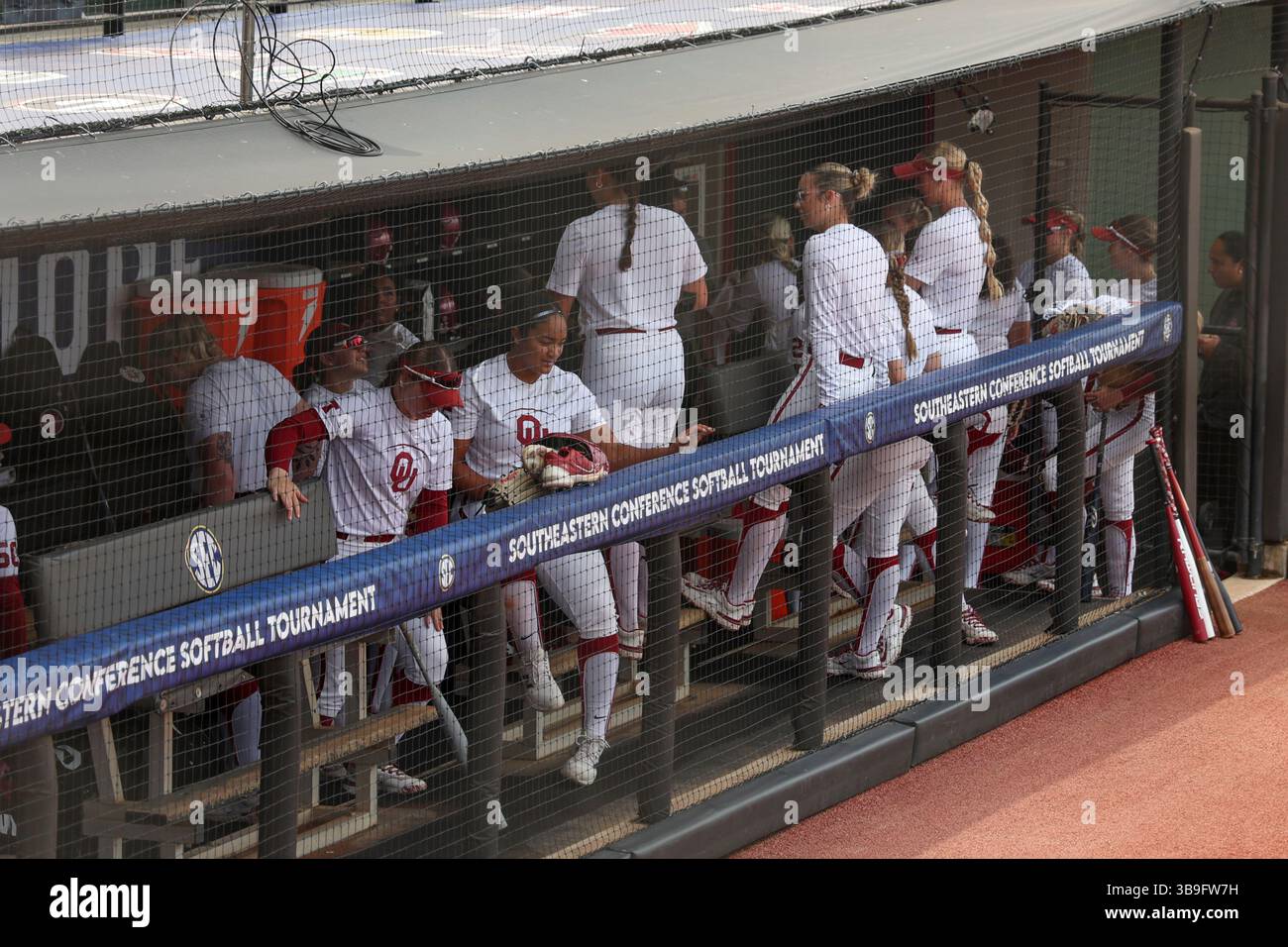 ATHENS, GA - MAY 09: Oklahoma players mull around in the dugout before ...