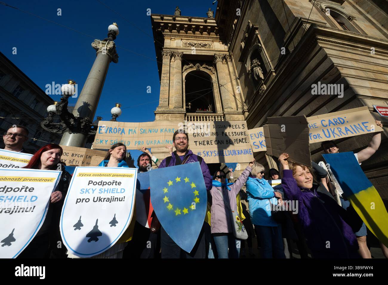 Prague, Czech Republic. 09th May, 2025. "Let's Support Sky Shield for ...