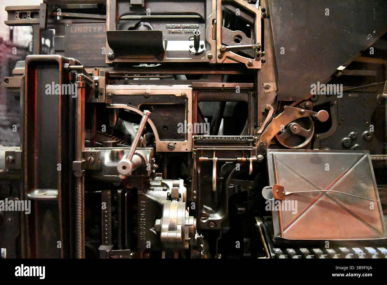 old Linotype printing press in the museum Stock Photo - Alamy
