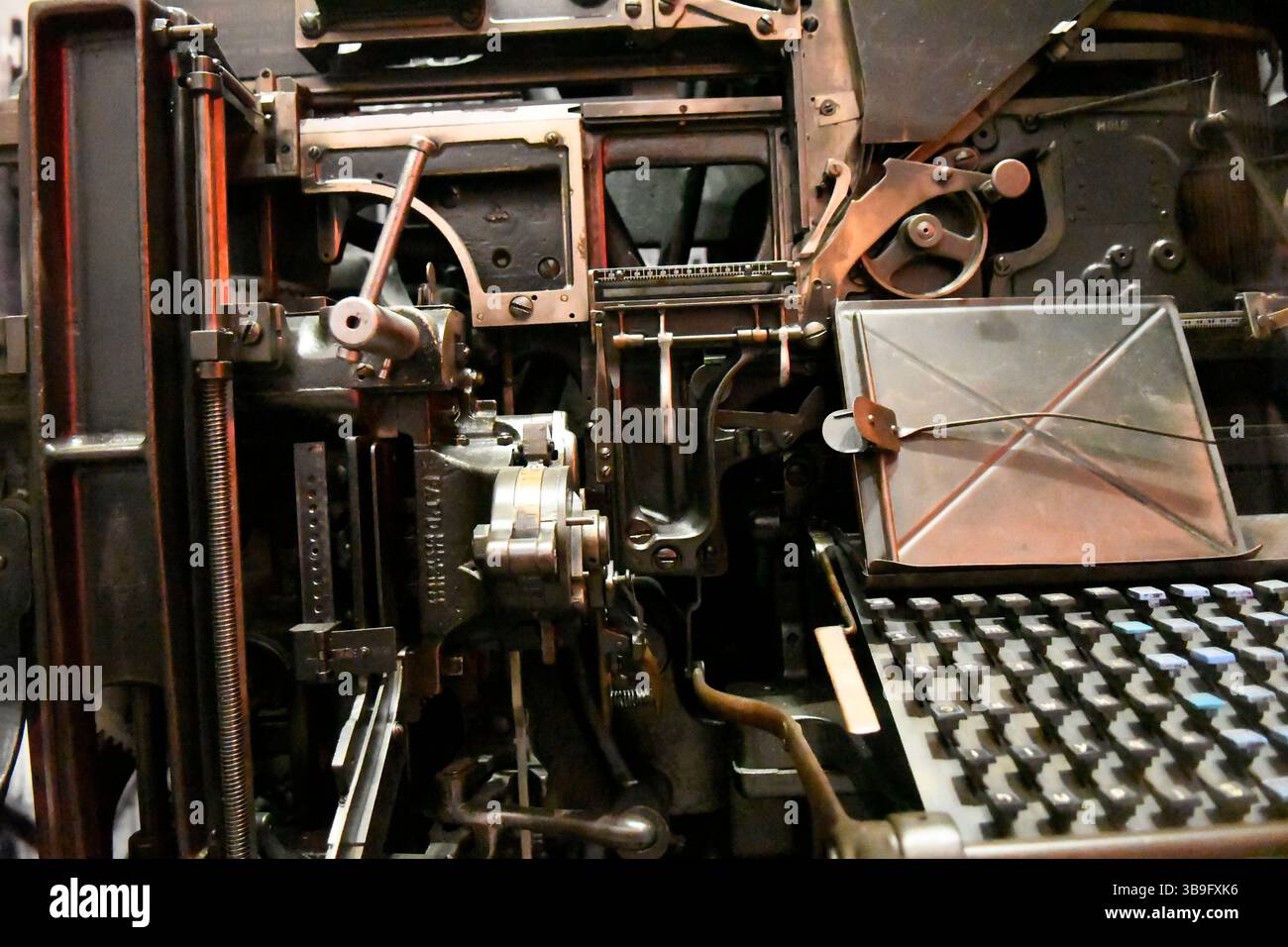 old Linotype printing press in the museum Stock Photo - Alamy