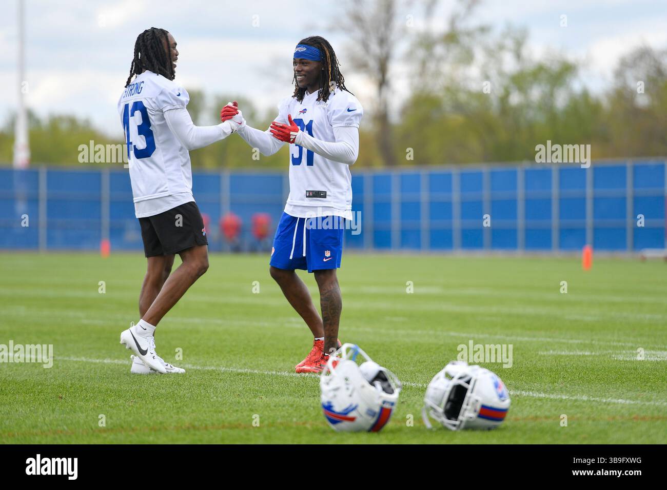 Buffalo Bills cornerbacks Maxwell Hairston, right, and Dorian Strong ...
