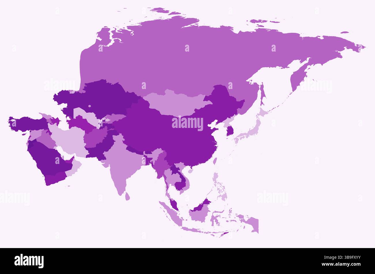 Map of Asia with countries. Just a simple continent border map with ...