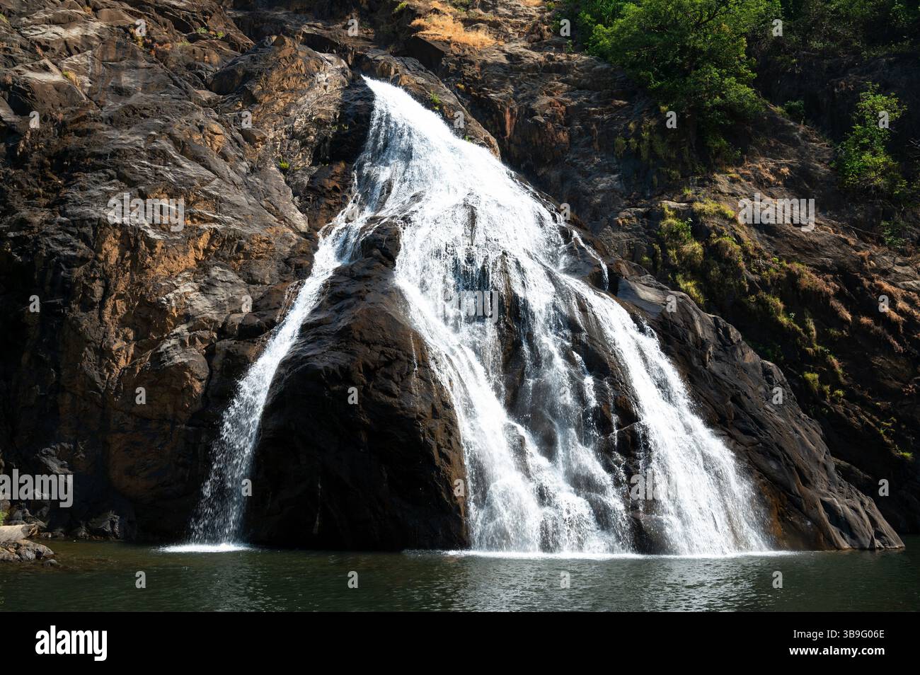Dudhsagar waterfall on the Mahadayi River in Goa, South India, crescent ...