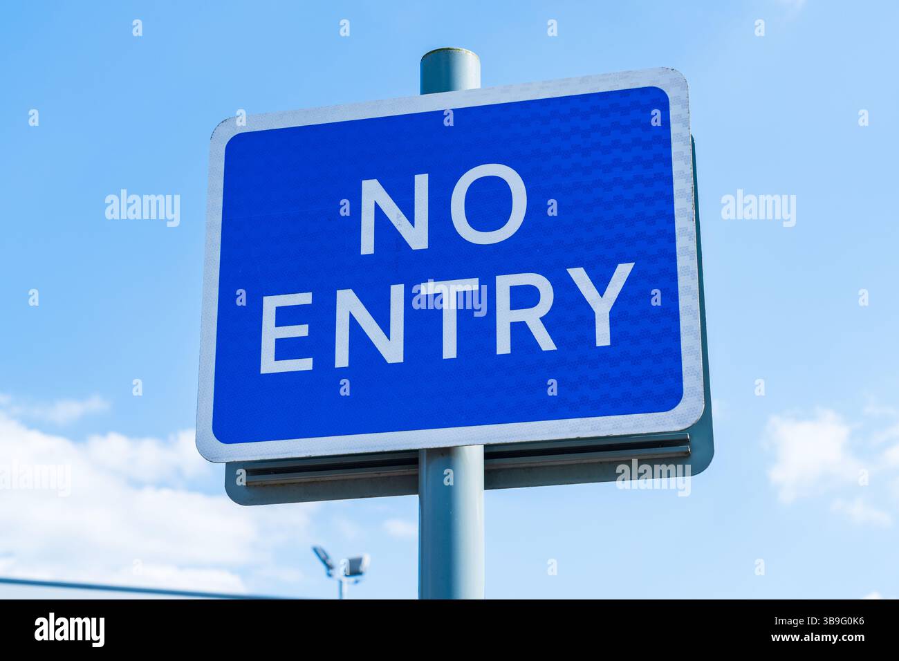 "No Entry" Sign, UK road sign in a blue square with advice or guidance ...