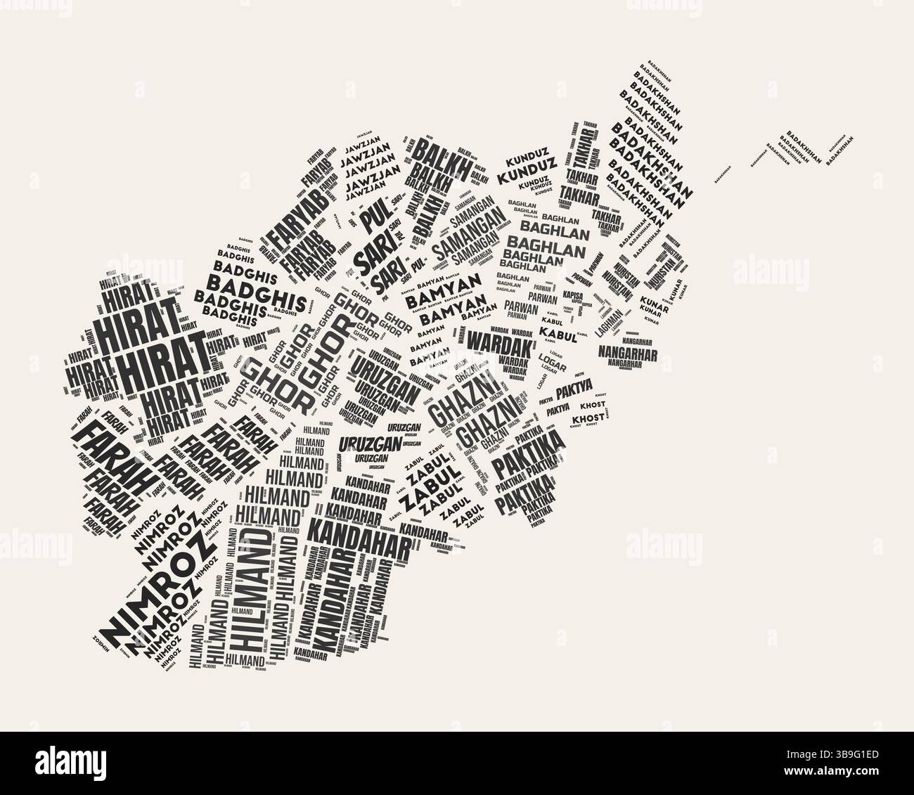 Afghanistan Word Cloud. Country with regional divisions. Afghanistan ...