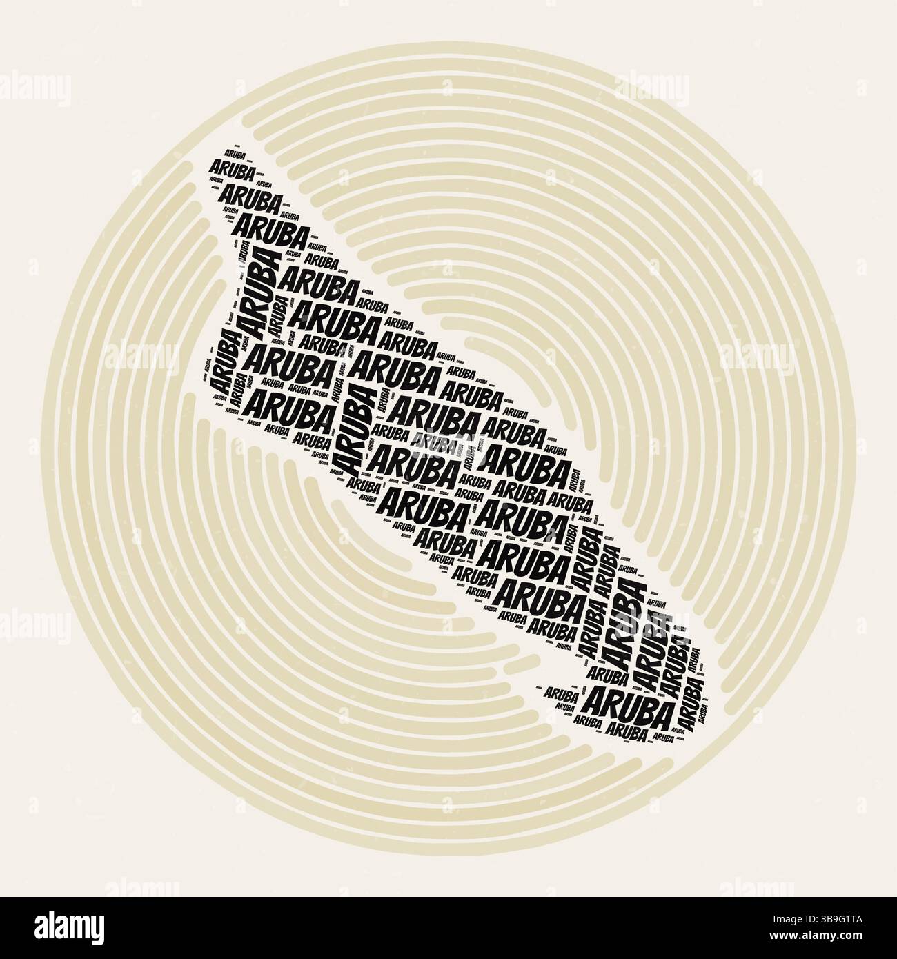 Aruba Round Poster. Typography style image of the country. Regions word ...