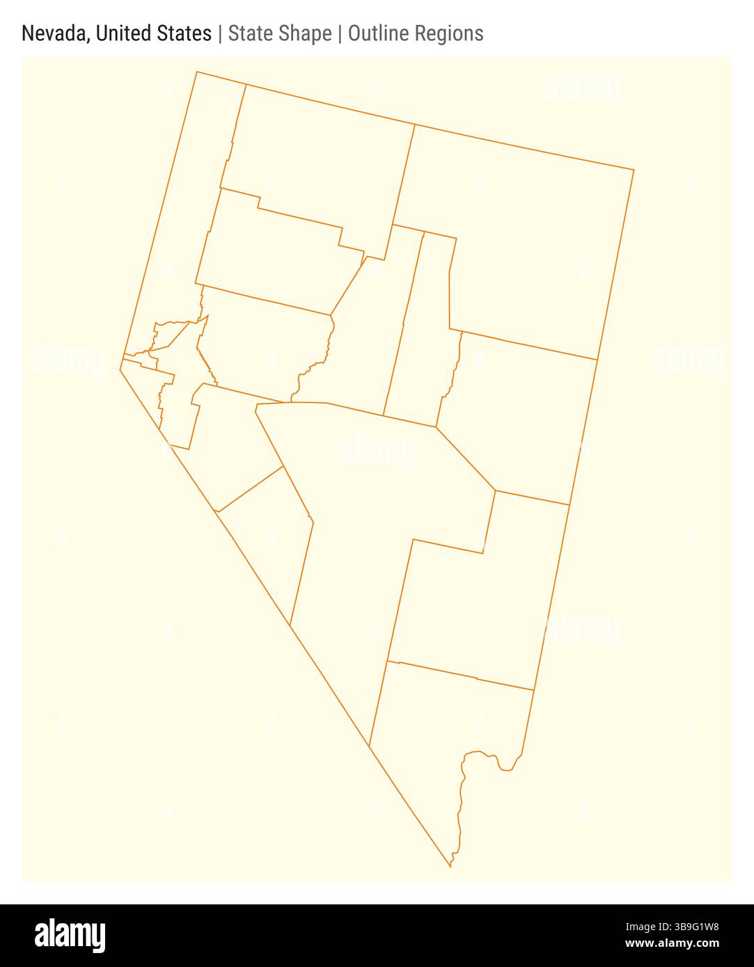 Nevada, United States. Simple vector map. State shape. Outline regions ...