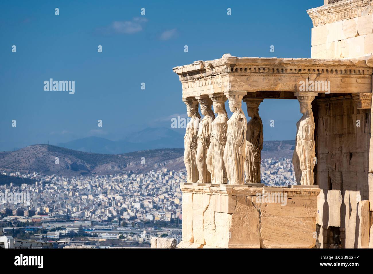 Athens, Greece, Europe. The Caryatids at the Erechtheion Temple on the ...