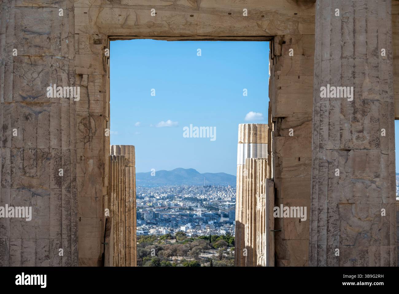 Athens, Greece, Europe. The majestic Propylaea Gate is the grand ...