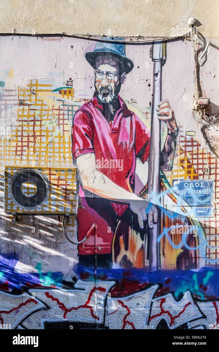 Athens, Greece. Street art in the Psirri district (also Psiri or Psyri ...