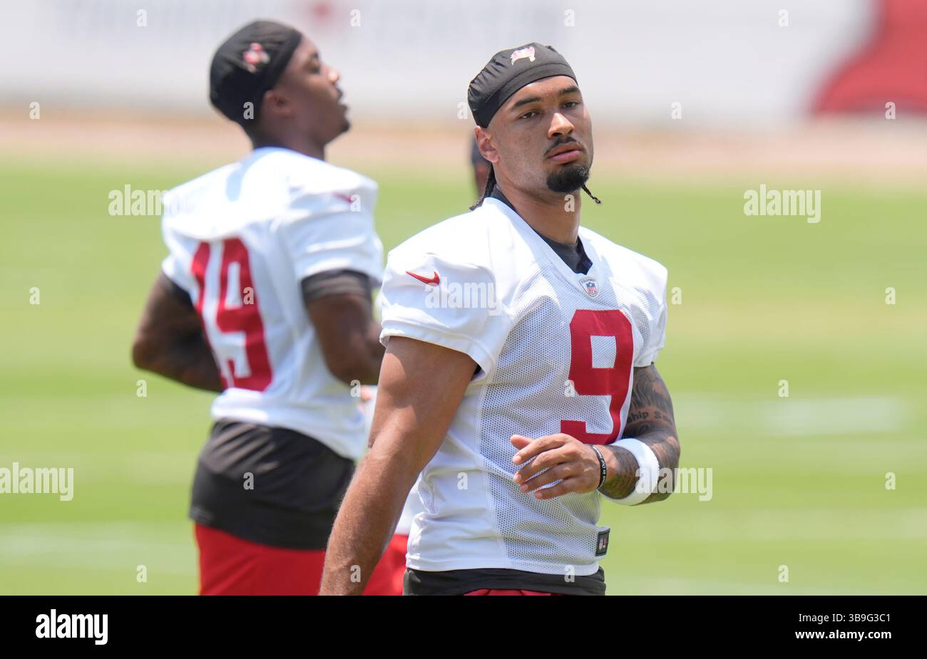 Tampa Bay Buccaneers first-round draft pick Emeka Egbuka during the NFL football team's rookie ...