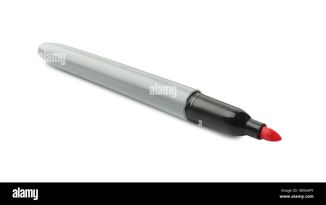 One red color marker isolated on white Stock Photo - Alamy