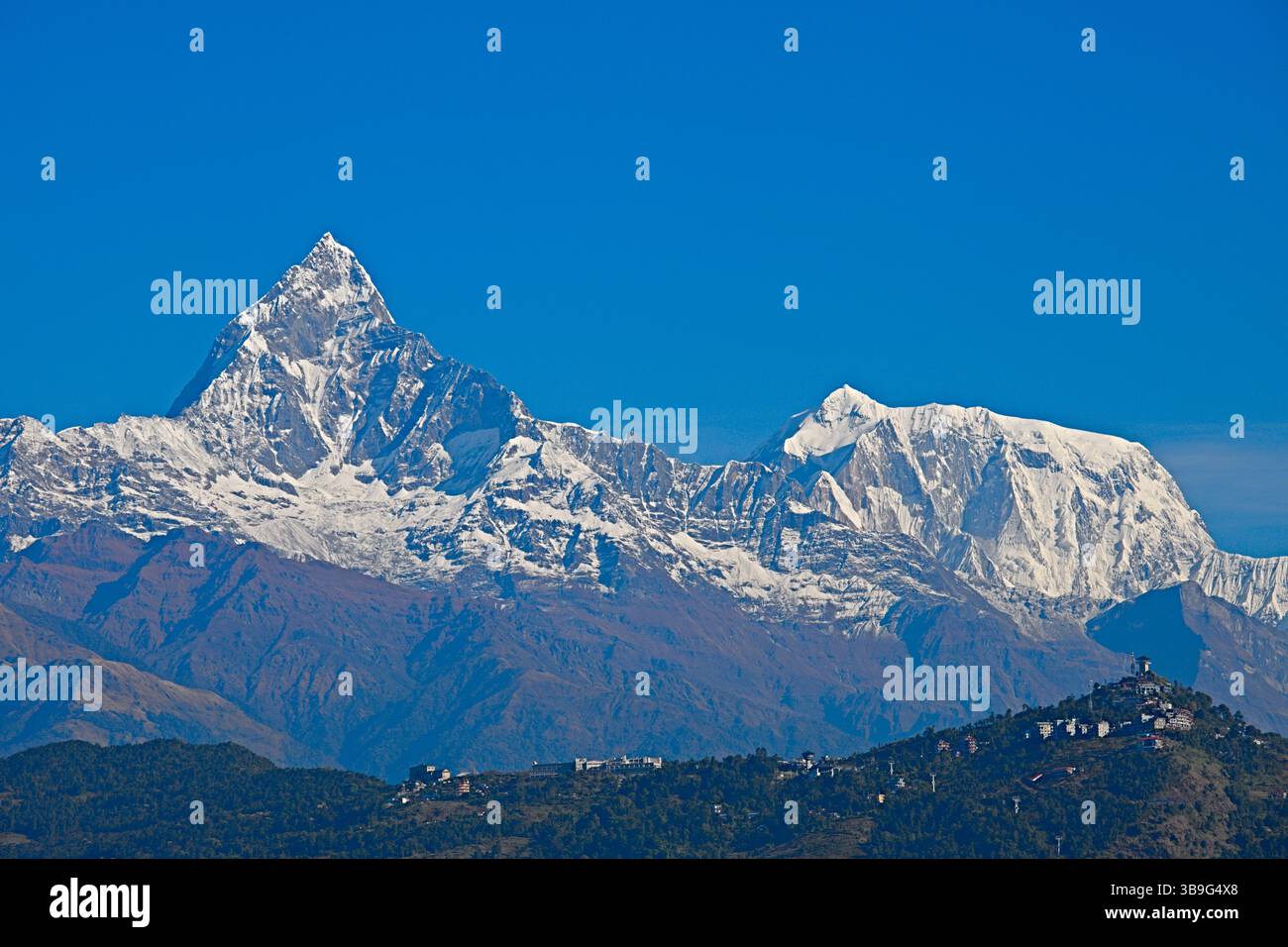Nepal, Pokhara, Himalayas, Annapurna Range, Macchapuchhare, Fishtail ...