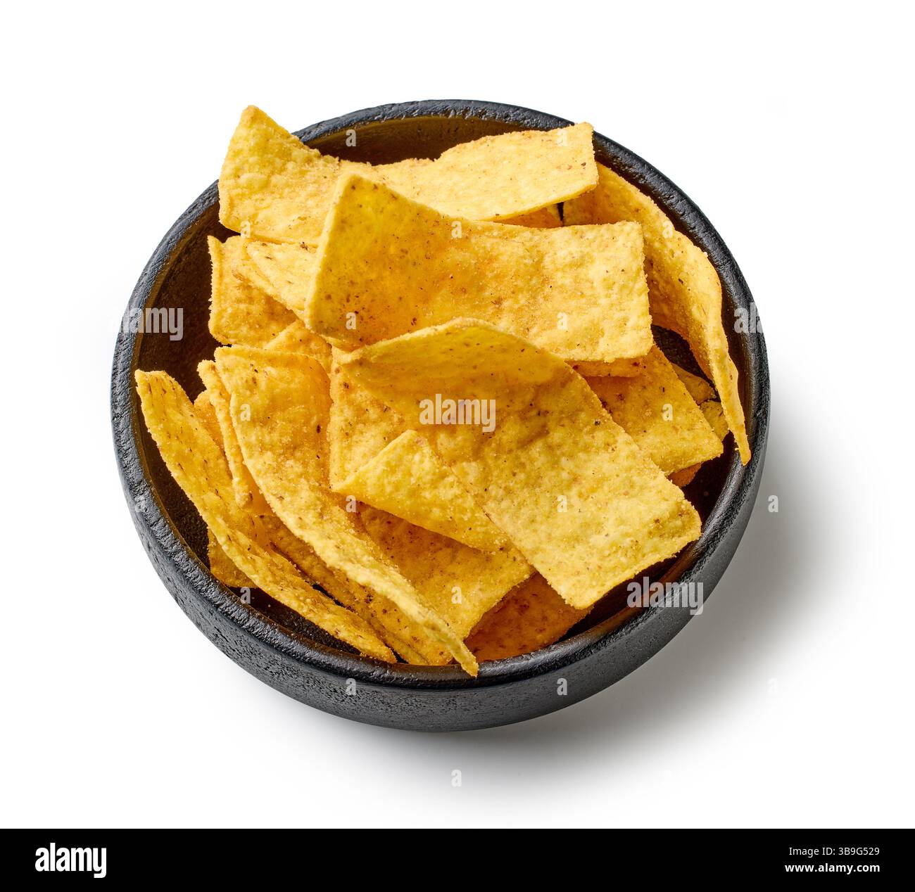 bowl of tortilla strip nachos chips isolated on white background Stock ...