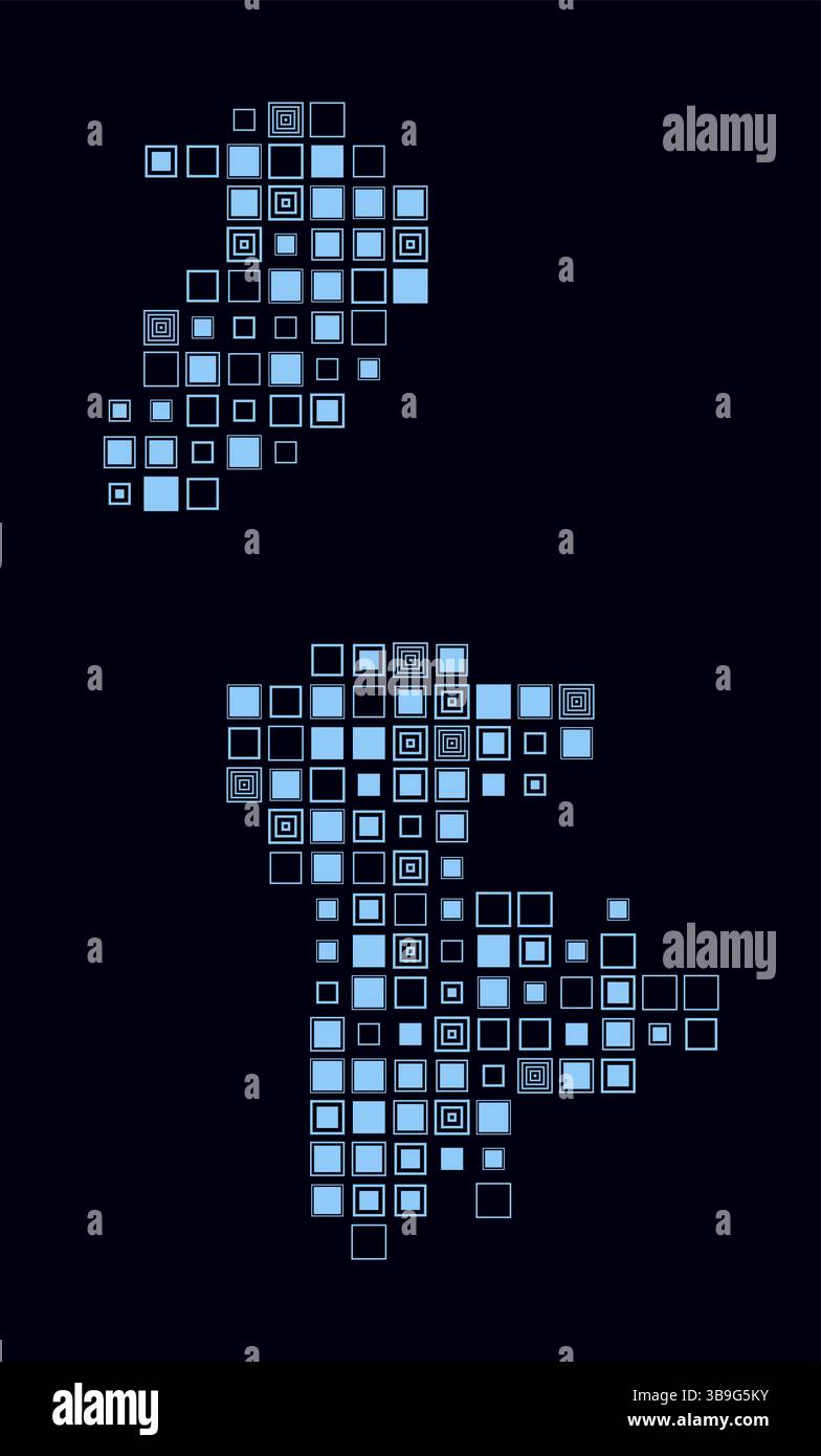 Macao, shape of the country built of colored cells. Digital style map ...