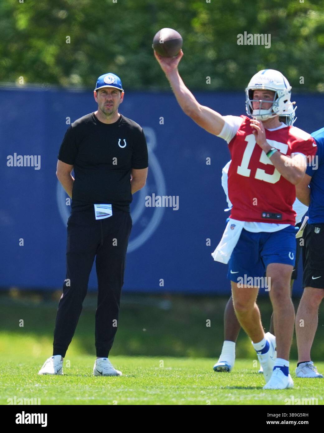 Indianapolis Colts head coach Shane Steichen watches as quarterback ...