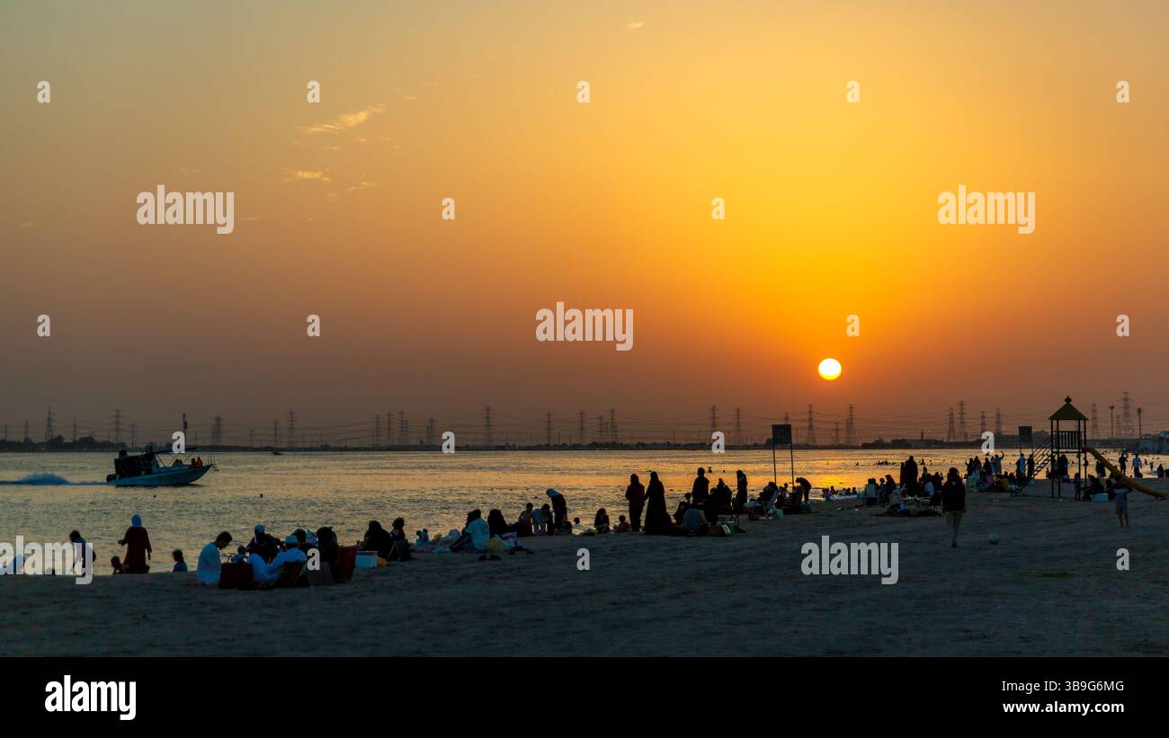Golden Hues Over Halfmoon Beach – A Saudi Arabian Sunset Stock Photo ...