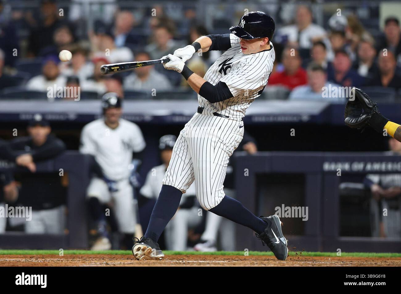 BRONX, NY - MAY 07: Ben Rice #22 of the New York Yankees at bat during ...
