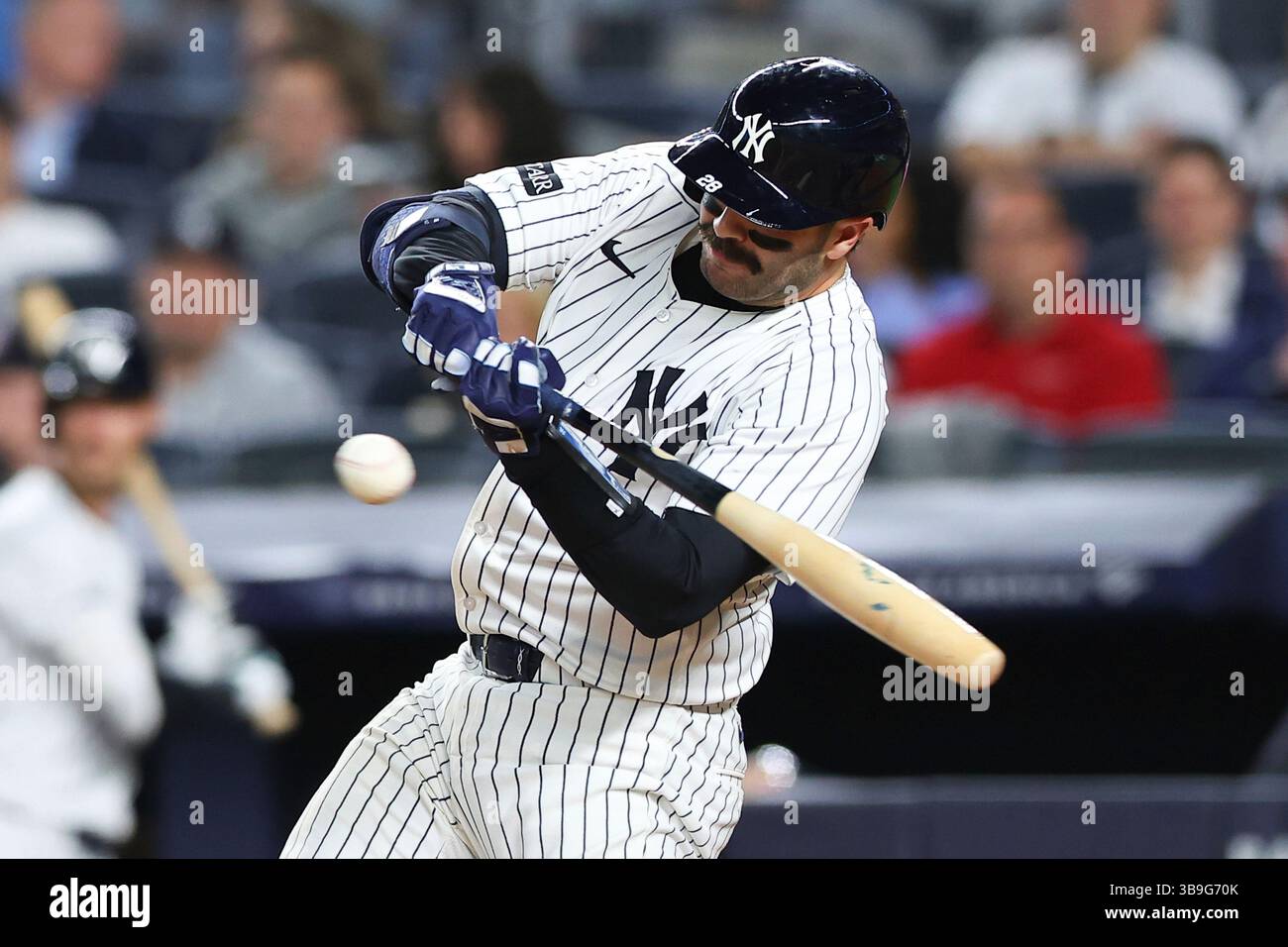 BRONX, NY - MAY 07: Austin Wells #28 of the New York Yankees at bat during the game against the ...