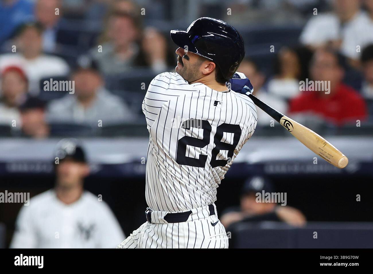 BRONX, NY - MAY 07: Austin Wells #28 of the New York Yankees at bat during the game against the ...