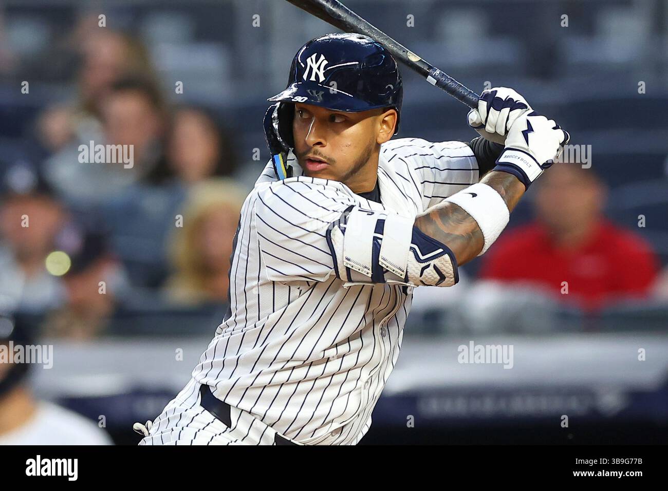 BRONX, NY - MAY 07: Jorbit Vivas #90 of the New York Yankees at bat ...