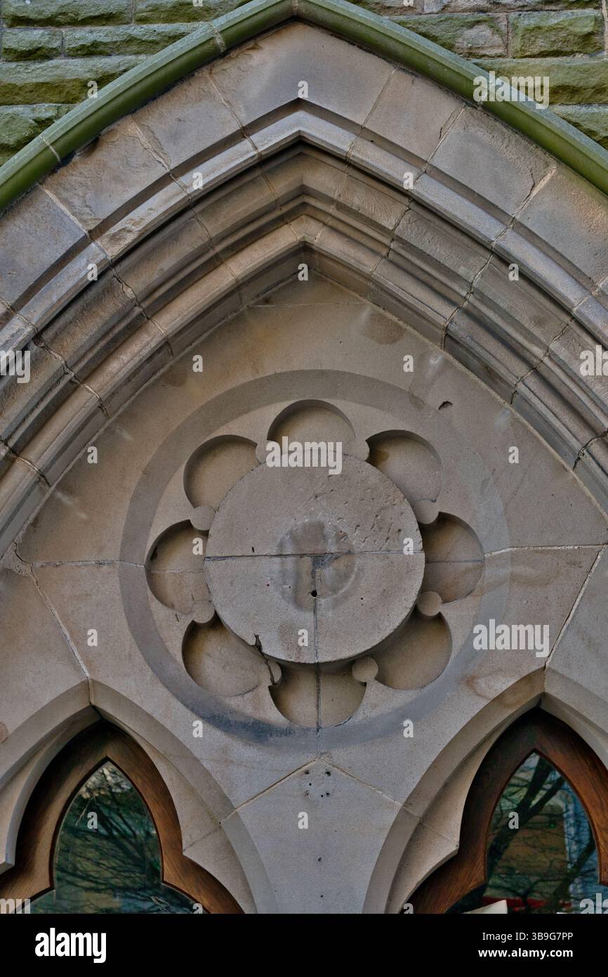 Detailed shot of an arched architectural element featuring stone ...