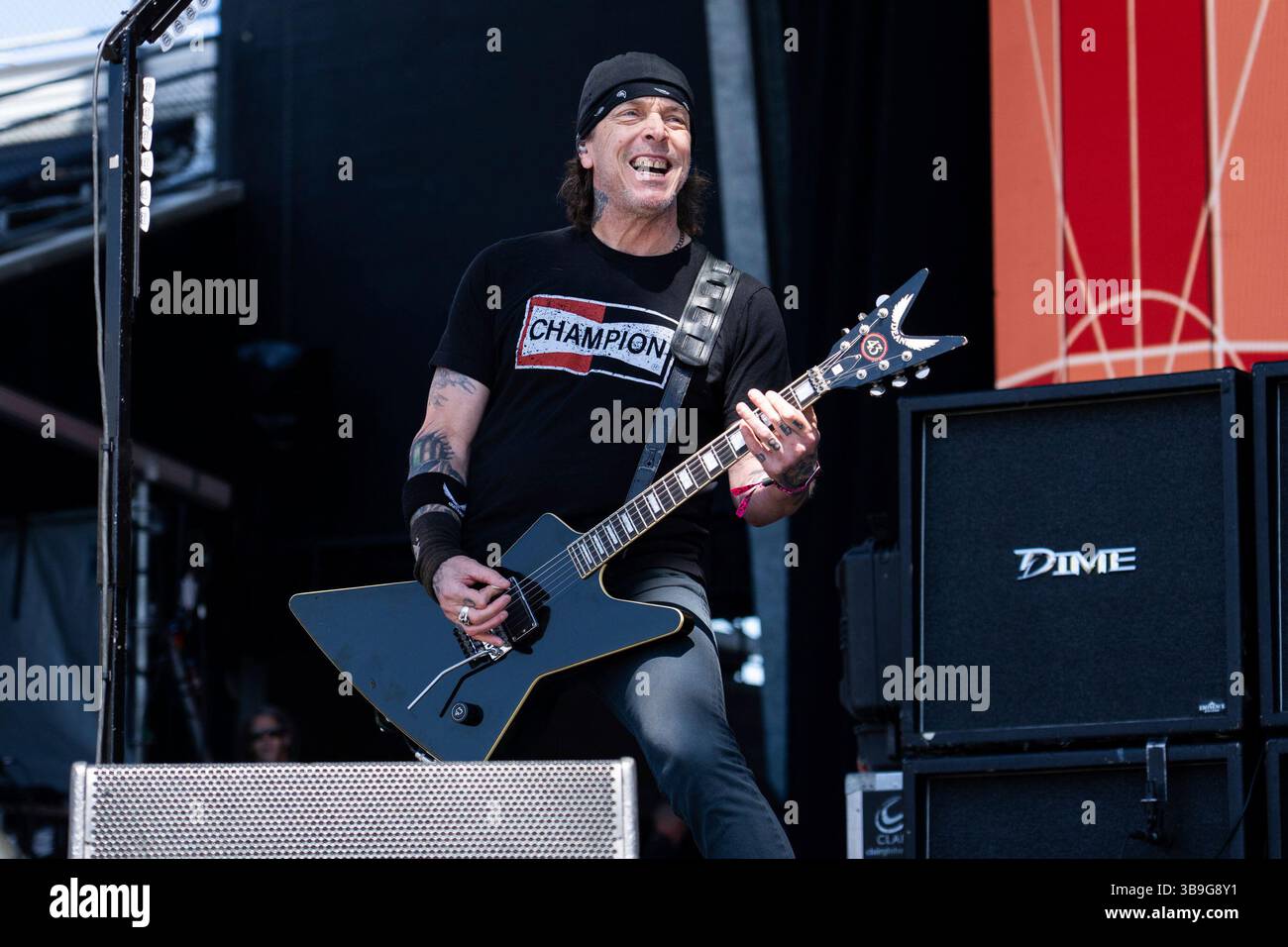 Derek Tailer of Overkill performs during Sonic Temple Art and Music ...