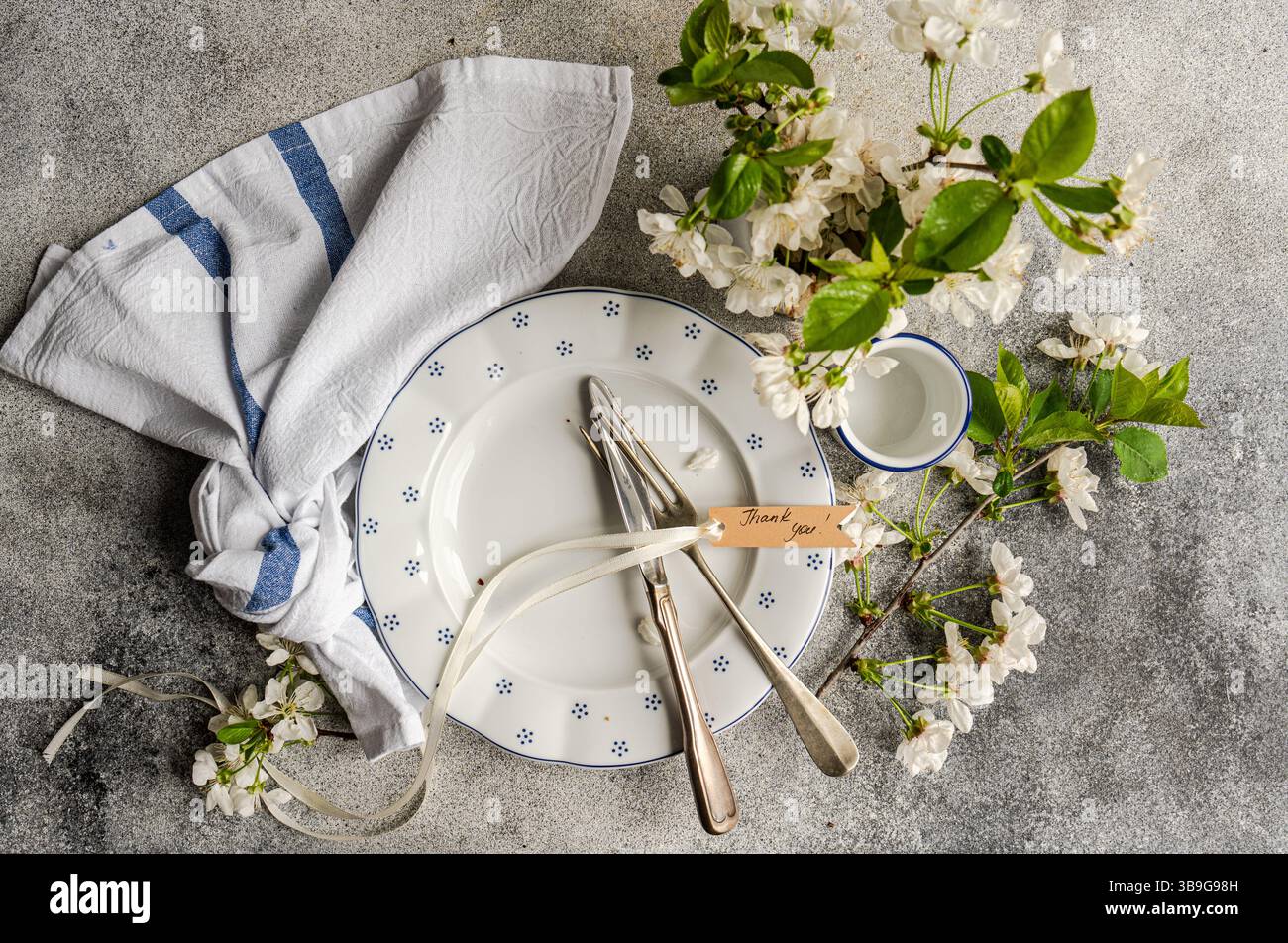 Beautifully arranged table setting features hi-res stock photography ...