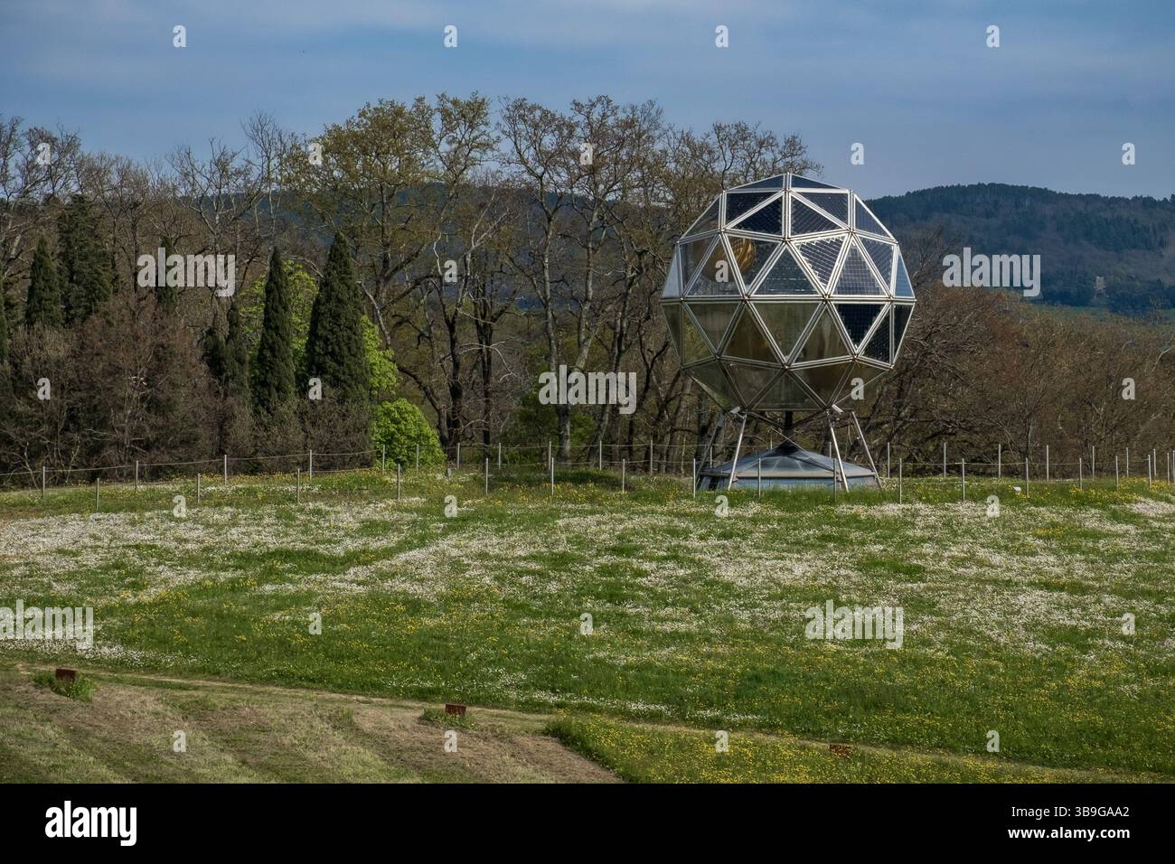 Geodesic sphere solar power station Stock Photo - Alamy