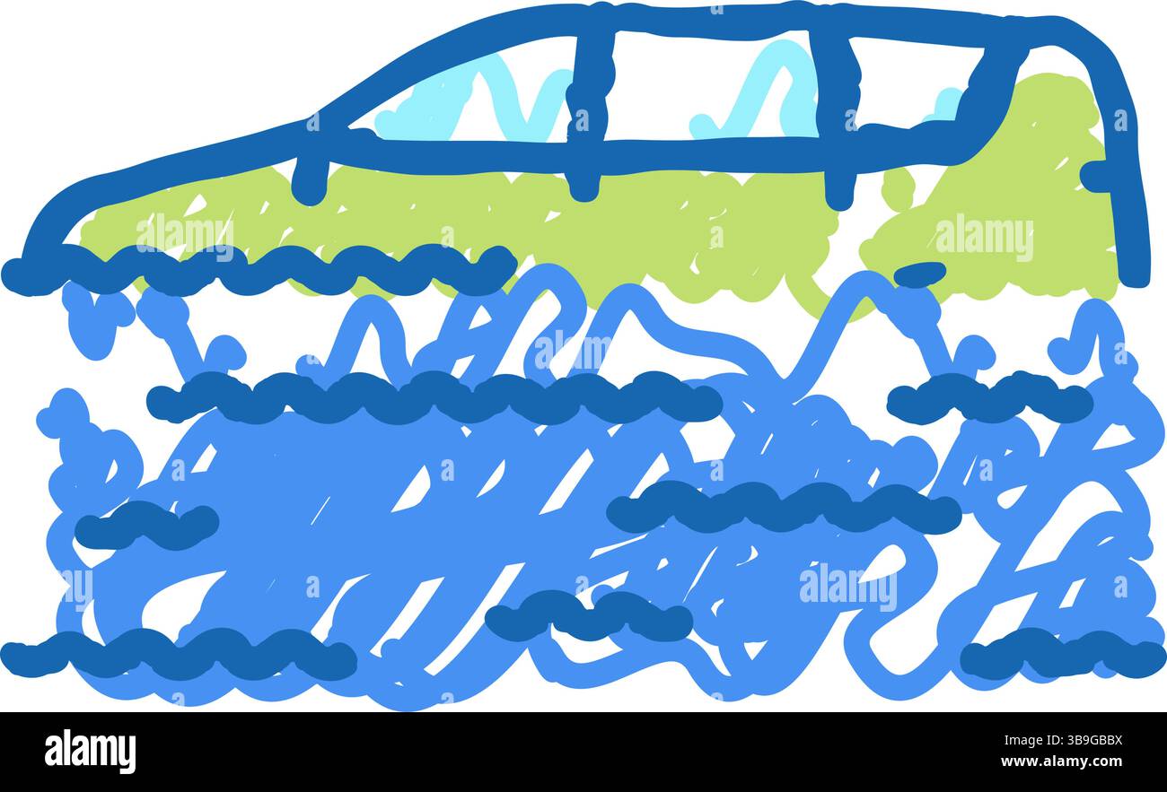 flooded car disaster icon doodle illustration Stock Vector Image & Art ...