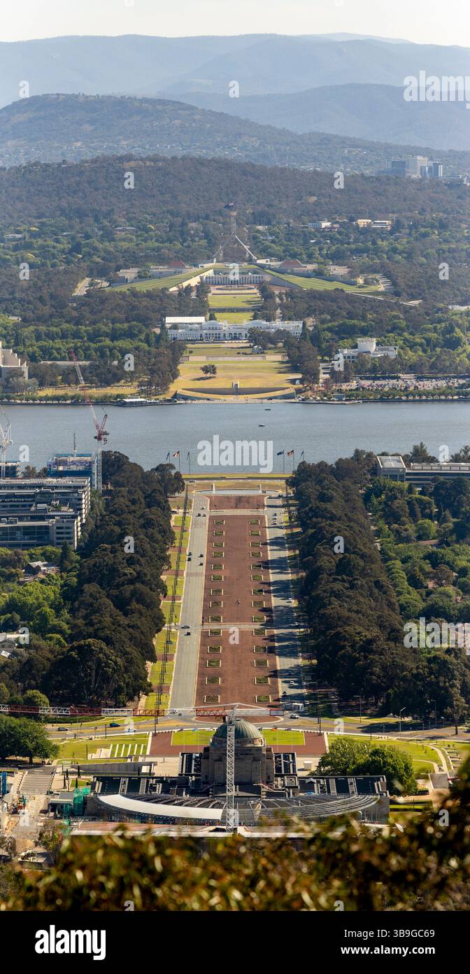 Aerial shot capturing the extensive layout of Canberra with the ...