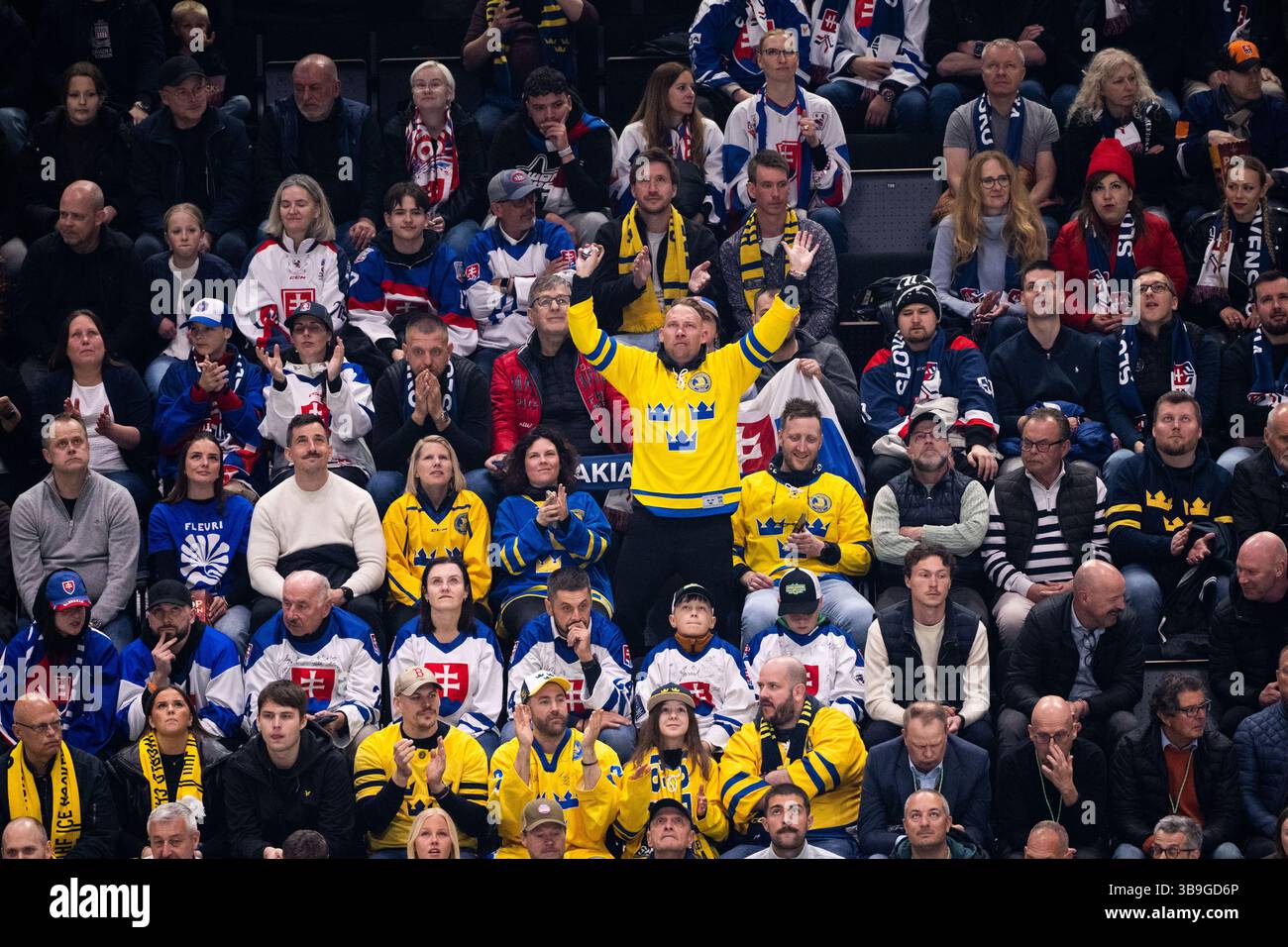 Fans in the stands during the 2025 IIHF Ice Hockey World Championship ...