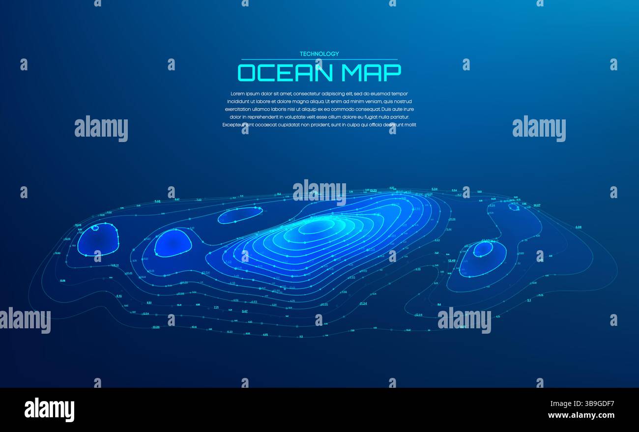 Map ocean sea topography geography background line mountain terrain ...
