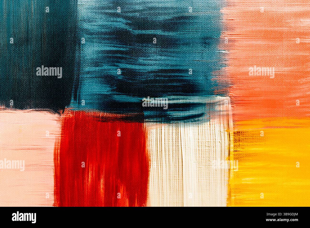 A dynamic abstract painting features vibrant brushstrokes in bold ...