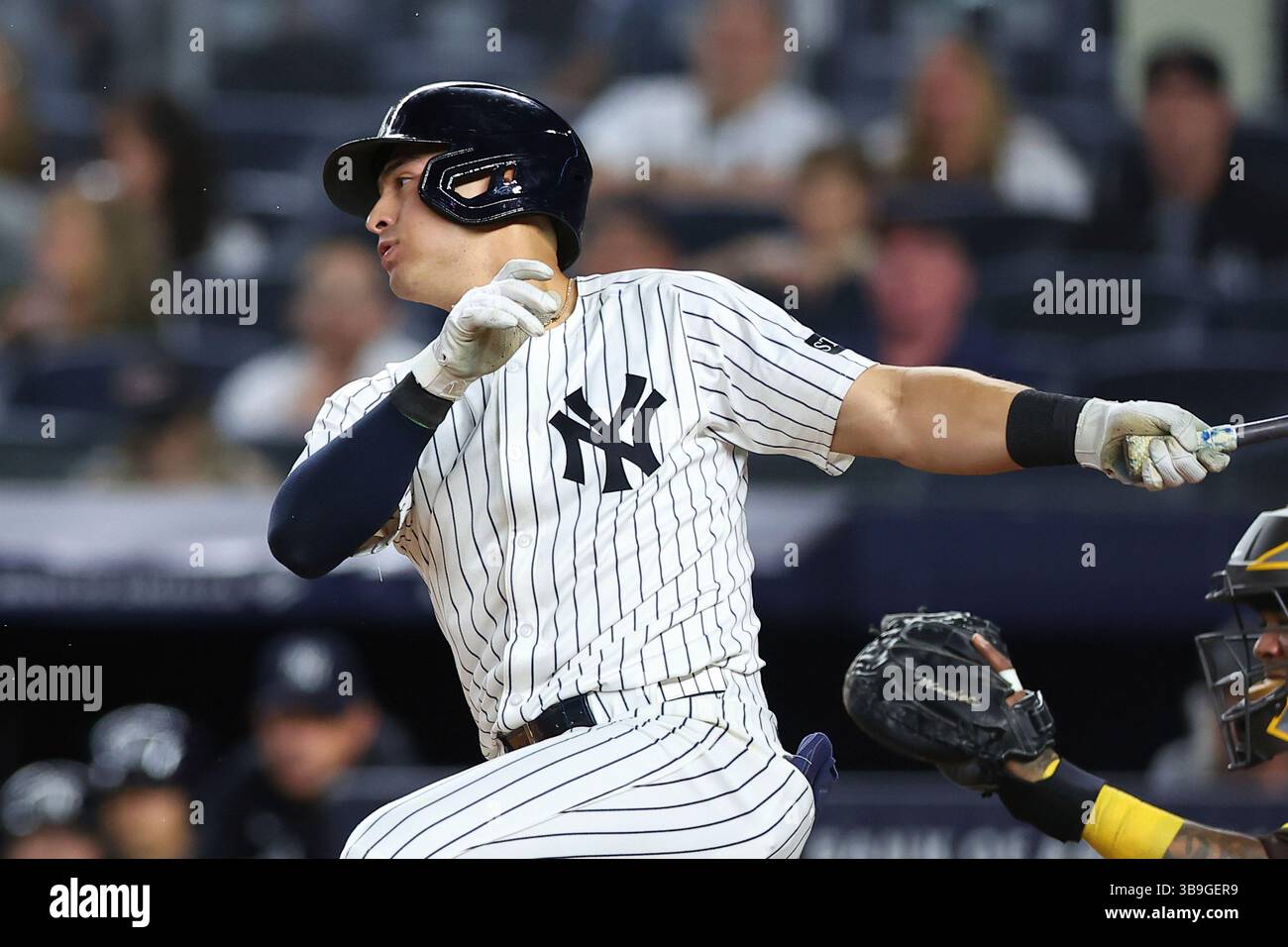BRONX, NY - MAY 07: Anthony Volpe #11 of the New York Yankees at bat ...