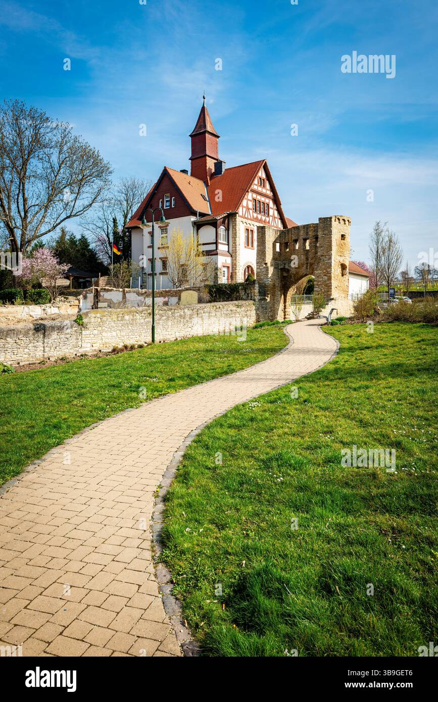 Uffhub gate with old power station in Ingelheim am Rhein, part of the ...