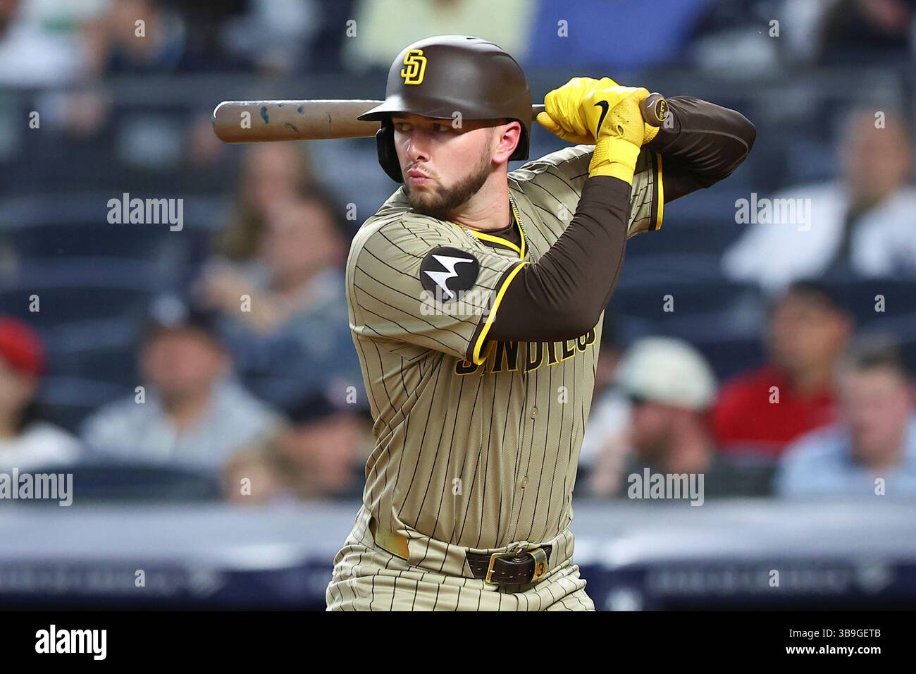 BRONX, NY - MAY 07: Jackson Merrill #3 of the San Diego Padres at bat ...
