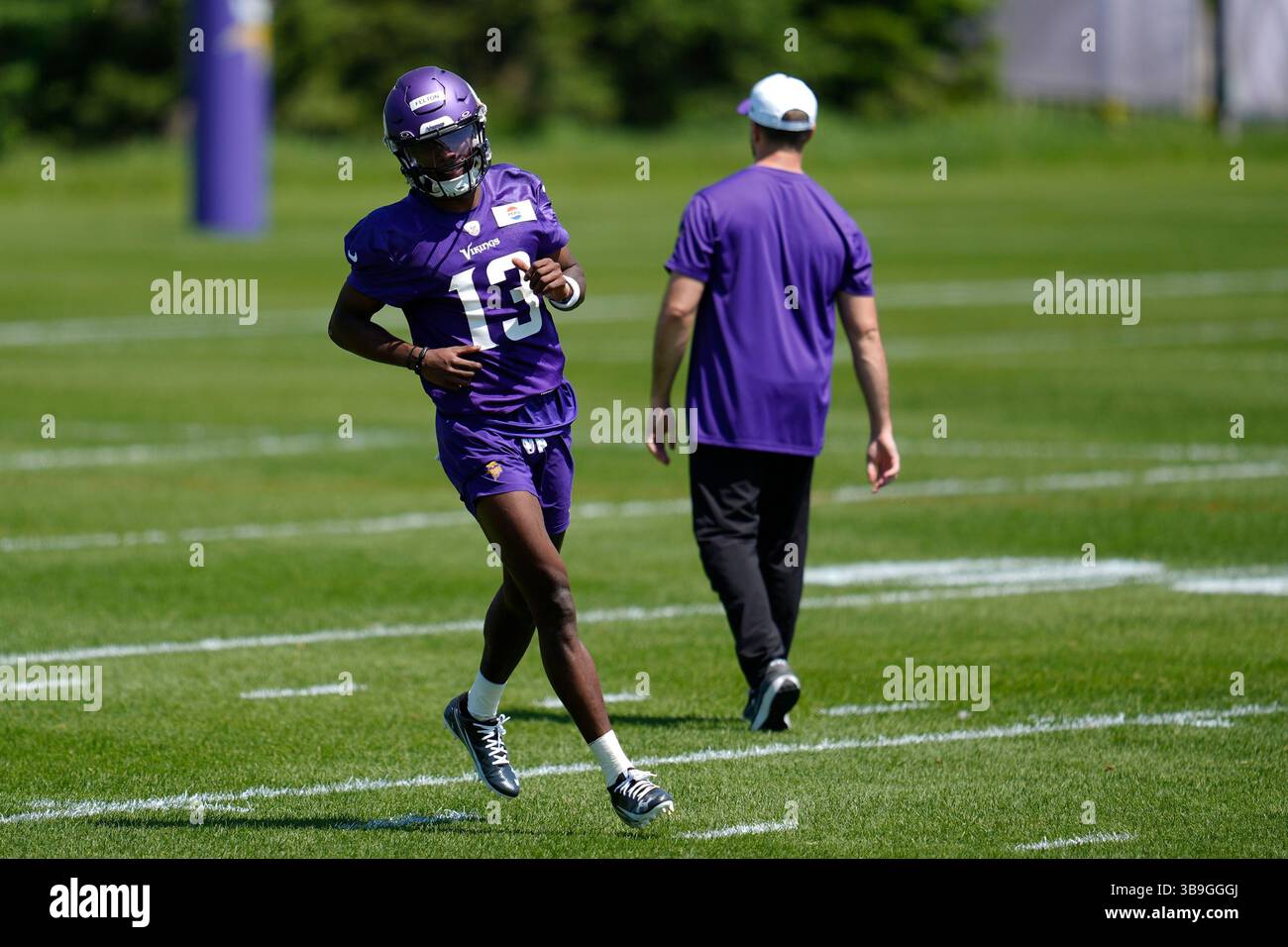 Minnesota Vikings wide receiver Tai Felton (13) takes part in drills ...