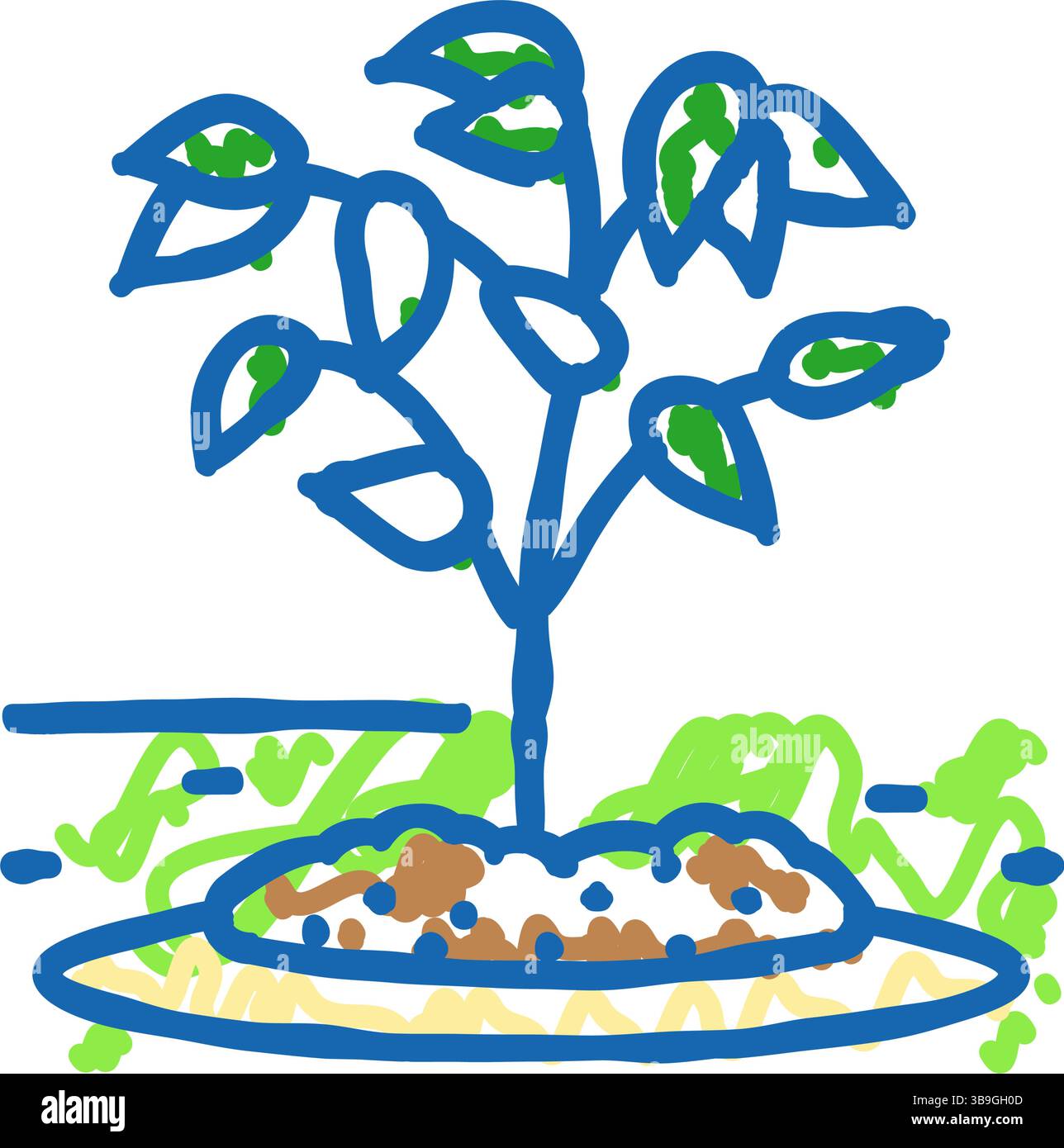 mulching garden maintenance icon doodle illustration Stock Vector Image ...