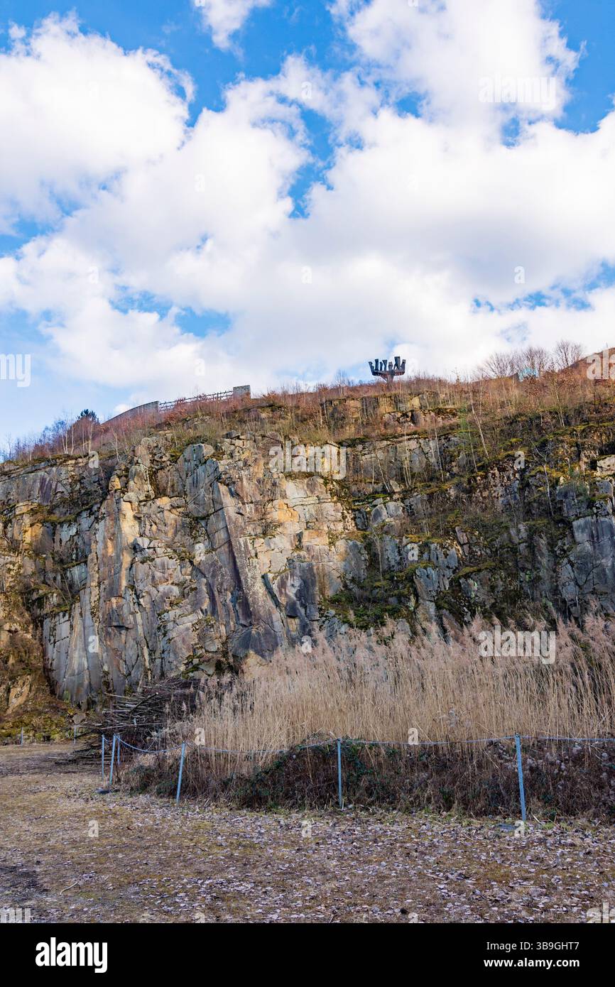 Mauthausen, Mauthausen concentration camp, rock quarry at the base of ...