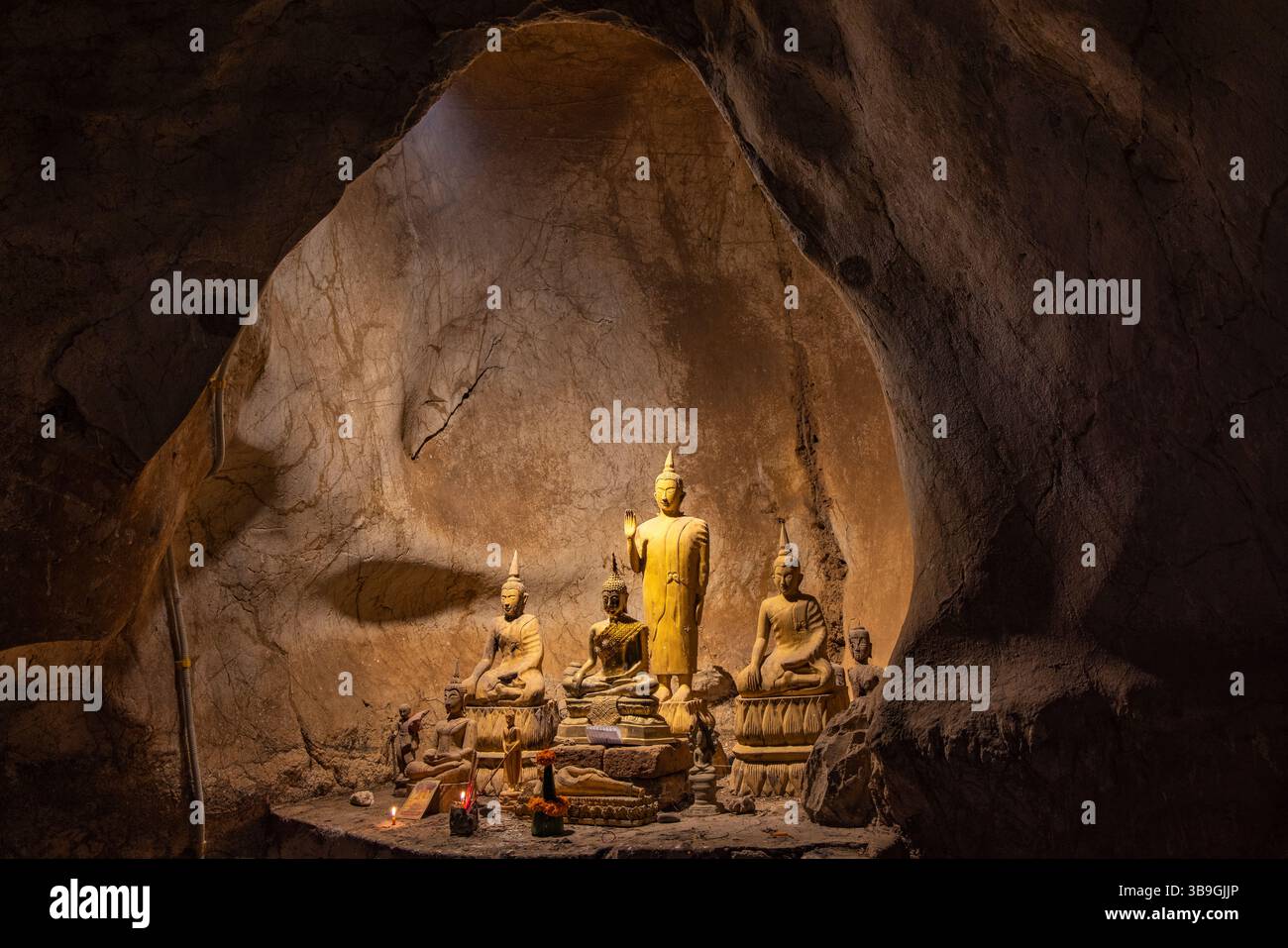 Miniature Buddha sculptures adorn the upper cave in the Pak Ou Caves, Pak Ou, Pak Ou District ...