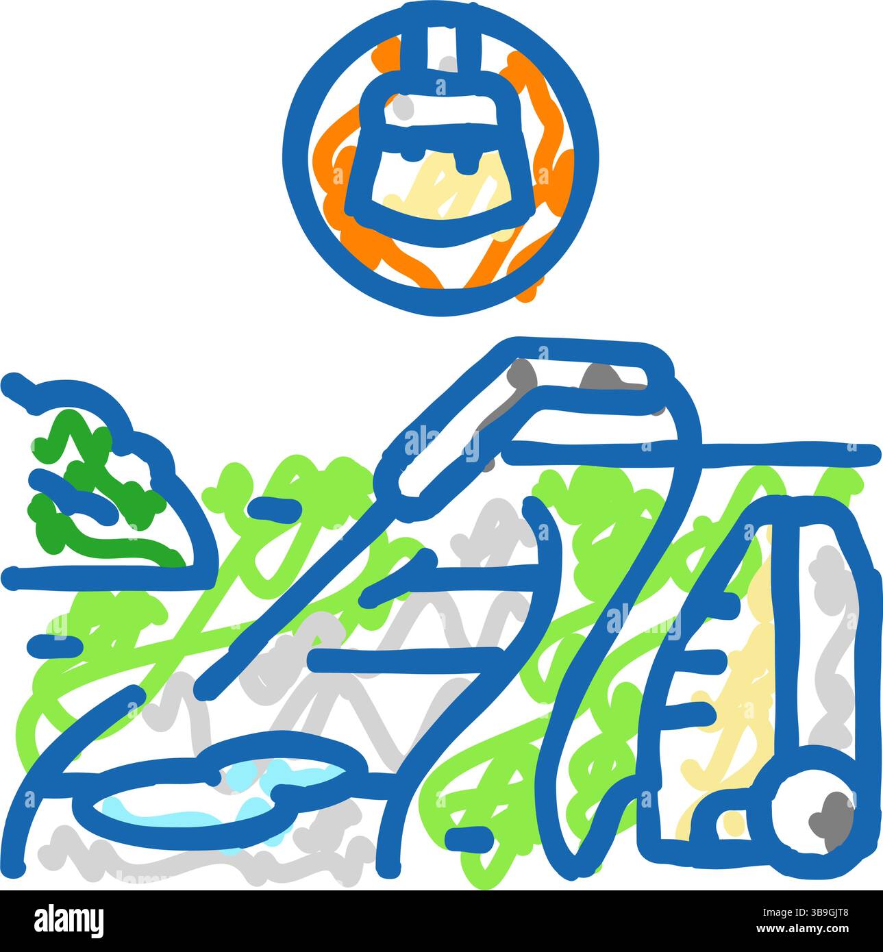pathway cleaning garden maintenance icon doodle illustration Stock ...